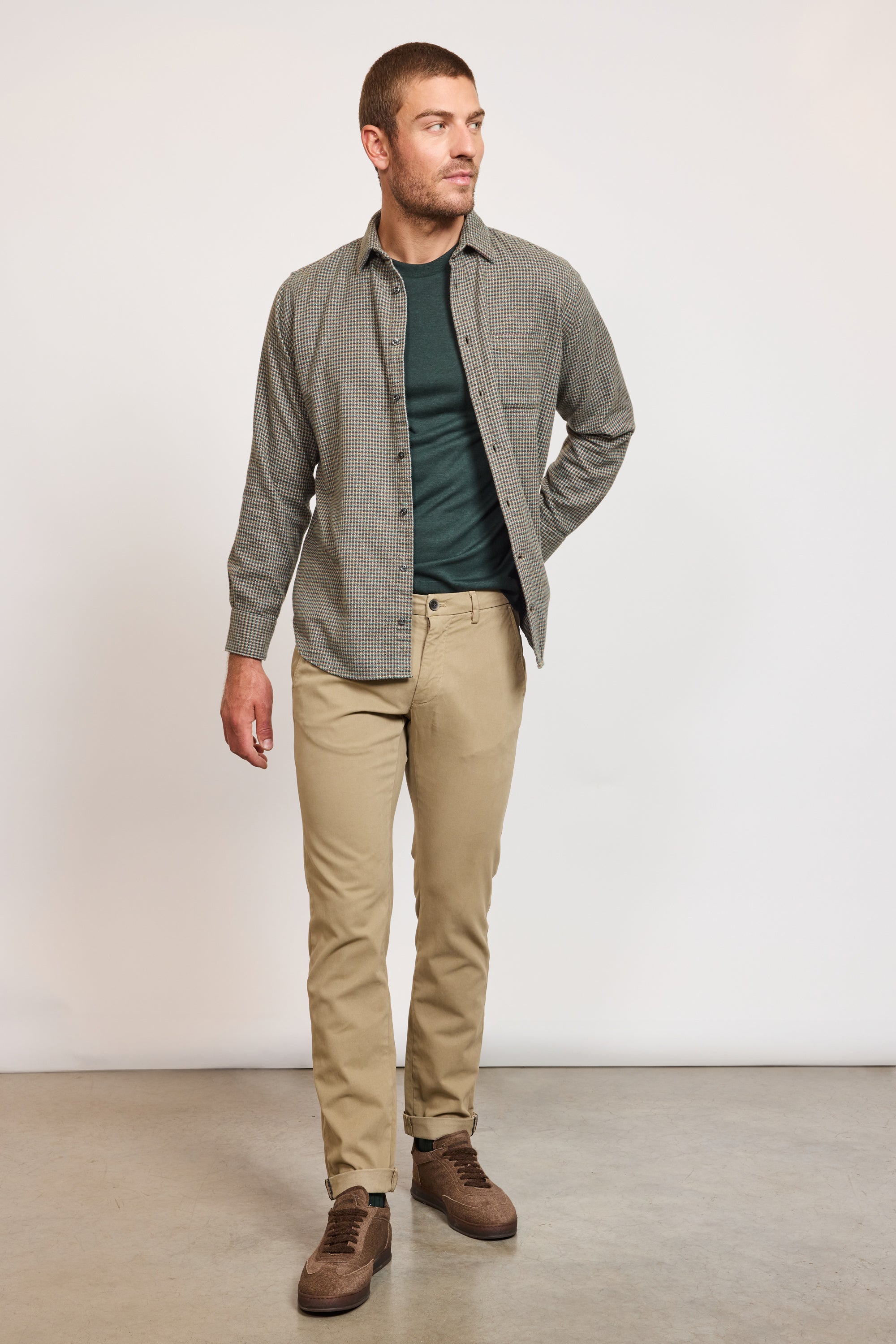 CHEMISE DROITE PILOU CARREAUX VERTS – Victoire Paris