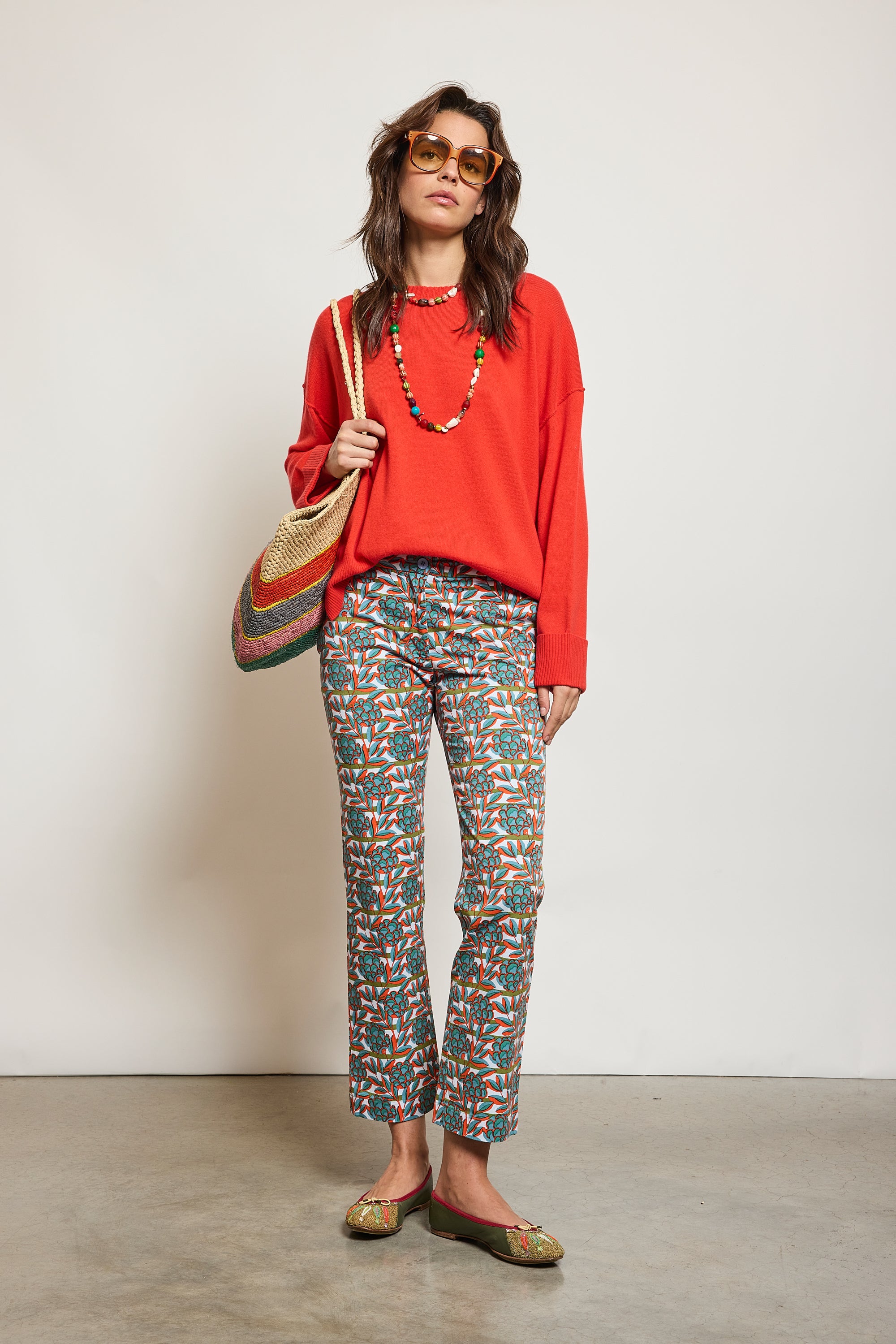 PANTALON À FLEURS VERT – Victoire Paris